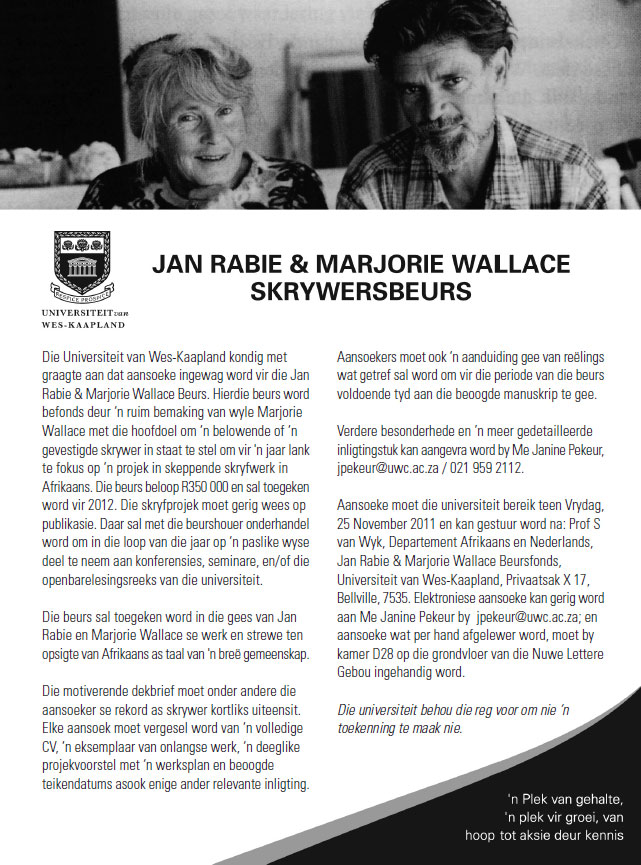 Jan Rabie & Marjorie Wallace Skrywersbeurs - LitNet
